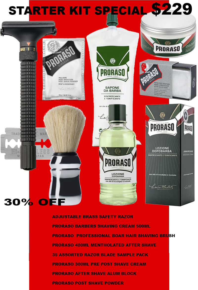 PRORASO Professional Safety Razor – SHAVING – Starter Kit 4 – BLADE ...